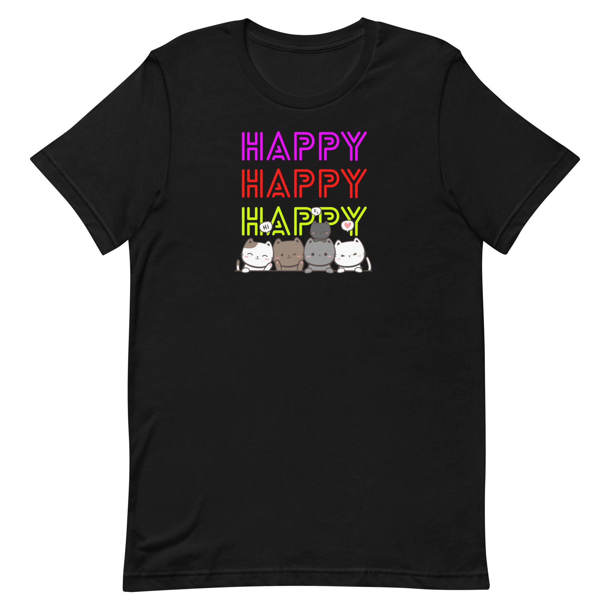 Happy, Happy, Happy! (black) / Unisex t-shirt - RoYuMi - Japan Hub
