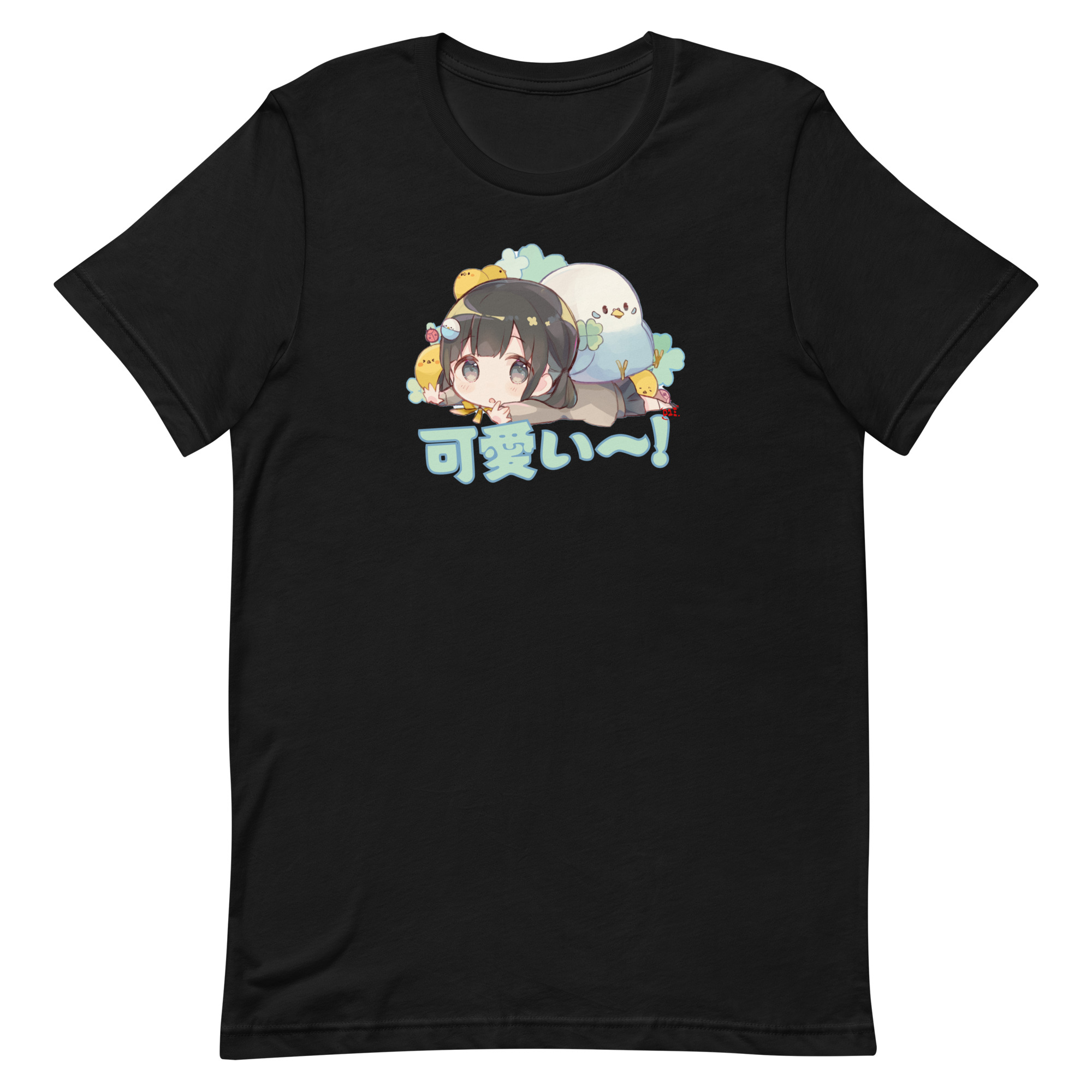 Cute "Kawaii" Anime Girl and Chicks! (black) / Unisex t-shirt - RoYuMi ...